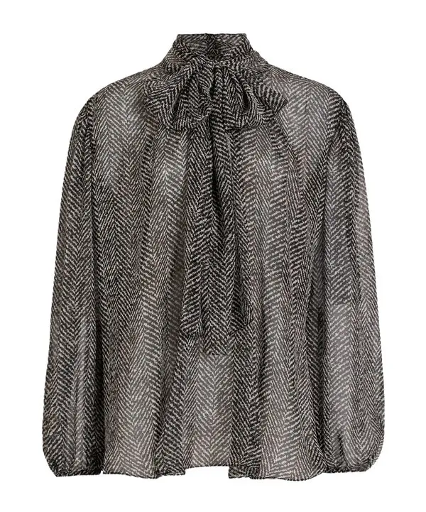 Dolce & Gabbana Chevron Print Long Sleeve Blouse - No
