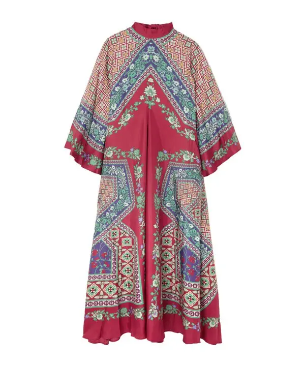La DoubleJ Magnifico Printed Silk Maxi Dress - Red