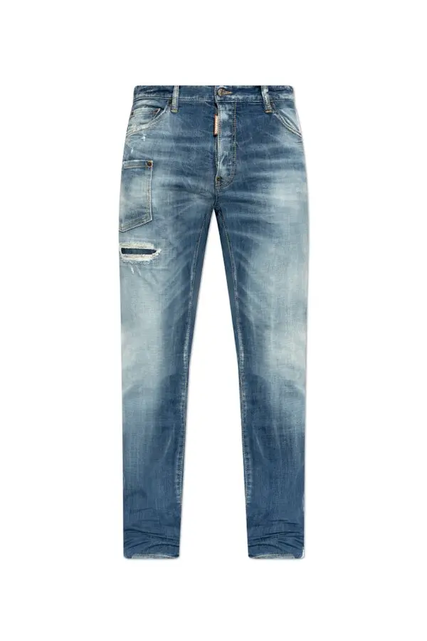 Dsquared2 Distressed Straight-leg Jeans - Blue