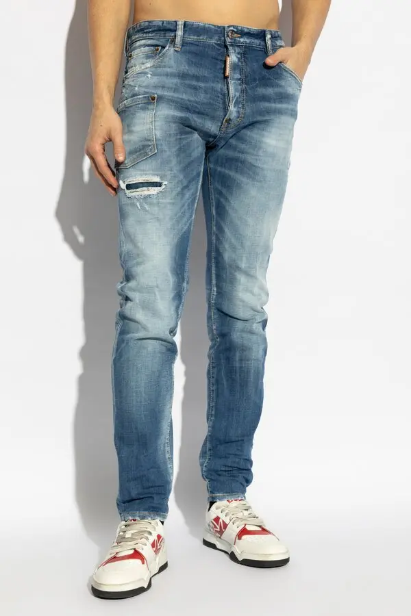 Dsquared2 Distressed Straight-leg Jeans - Blue