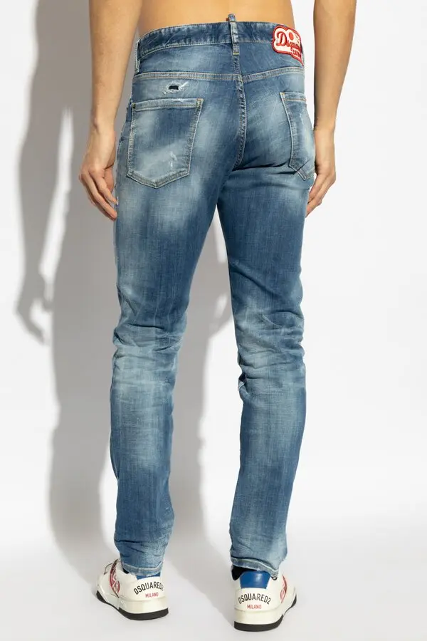 Dsquared2 Distressed Straight-leg Jeans - Blue