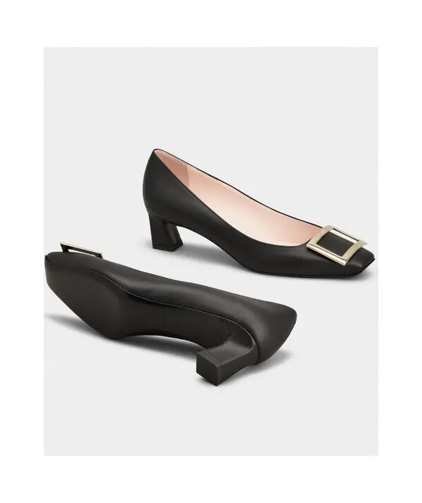 ROGER VIVIER Square Toe Pumps With Metal Buckle Detail