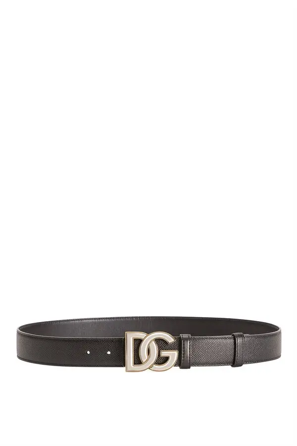Dolce & Gabbana Dg Logo Plaque Buckle Belt - Black
