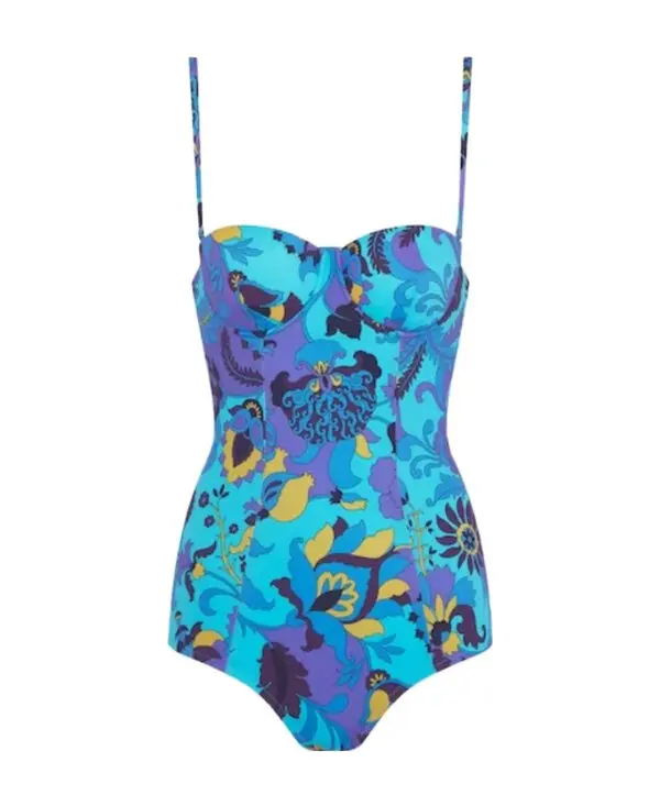 Dior One-piece Swimsuit With Floral Print - Blue