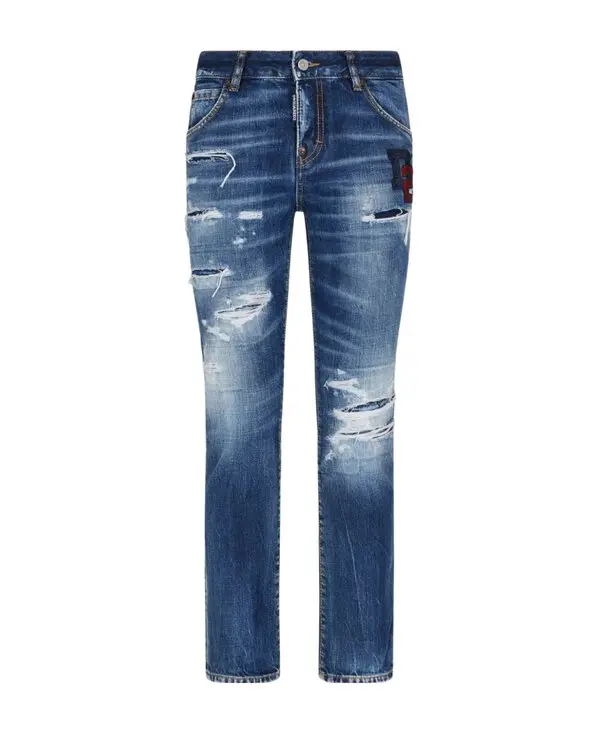 Dsquared2 Distressed Cropped Jeans - Blue
