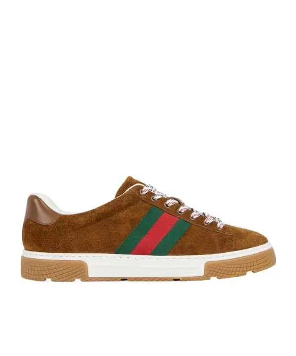 Gucci Ace Web-stripe Low-top Sneakers - Brown