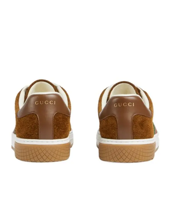 Gucci Ace Web-stripe Low-top Sneakers - Brown