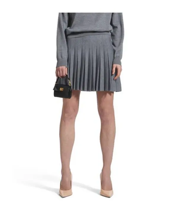Balenciaga Pleated Skirt In Heather Grey