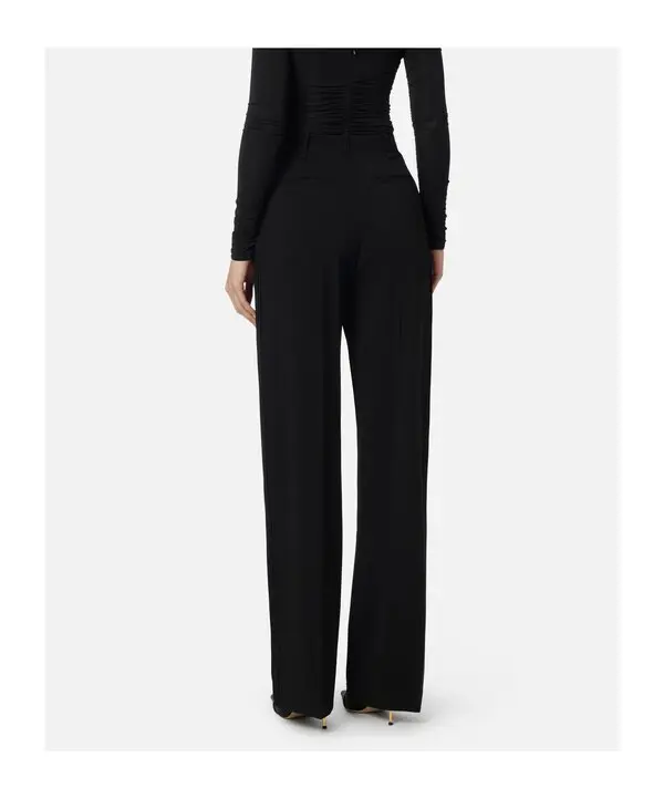 Elisabetta Franchi Pleated Trousers With Logo Detail