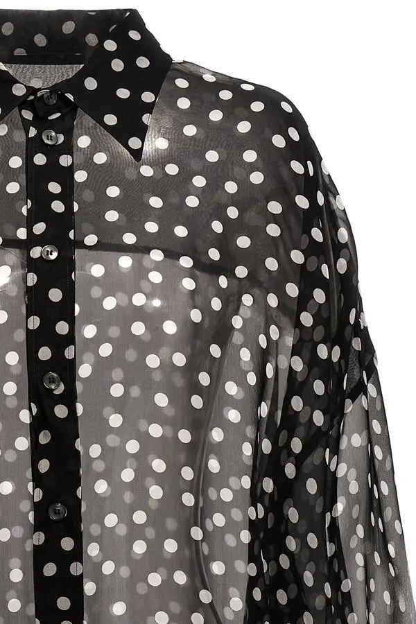 Dolce & Gabbana Dolce Gabbana Polka-dot Printed Oversize Chiffon Shirt