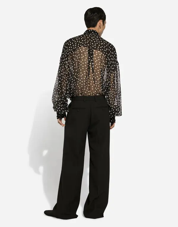 Dolce & Gabbana Dolce Gabbana Polka-dot Printed Oversize Chiffon Shirt