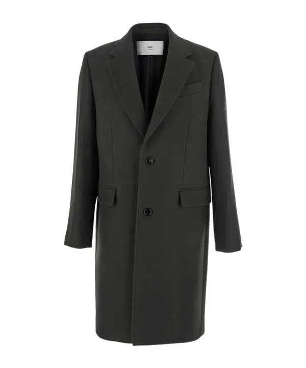 Ami Long-sleeved Lapel Coat - Black