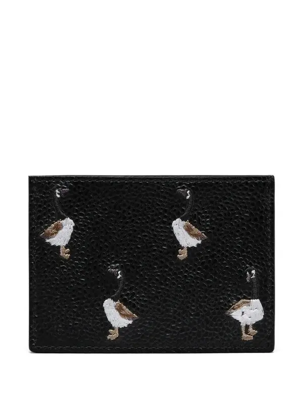 Thom Browne Embroidered Stripe Textured Card Holder - Black