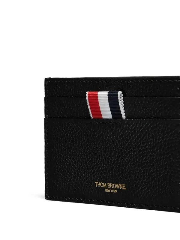 Thom Browne Embroidered Stripe Textured Card Holder - Black