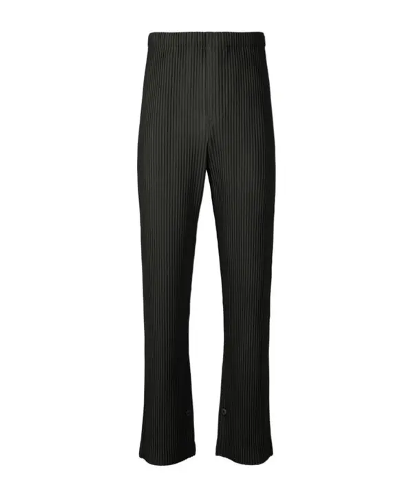 Issey Miyake Homme Plissé Pleated Trousers With Ruched Details - Black