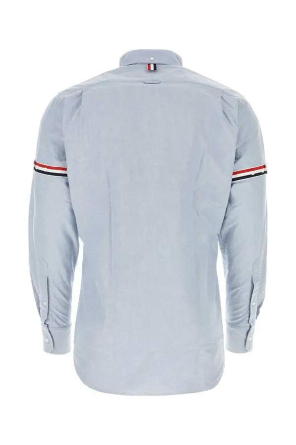 Thom Browne Long-sleeved Striped Detail Shirt - Light Blue