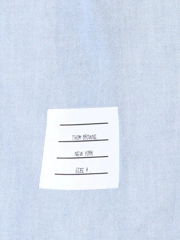 Thom Browne Long-sleeved Striped Detail Shirt - Light Blue
