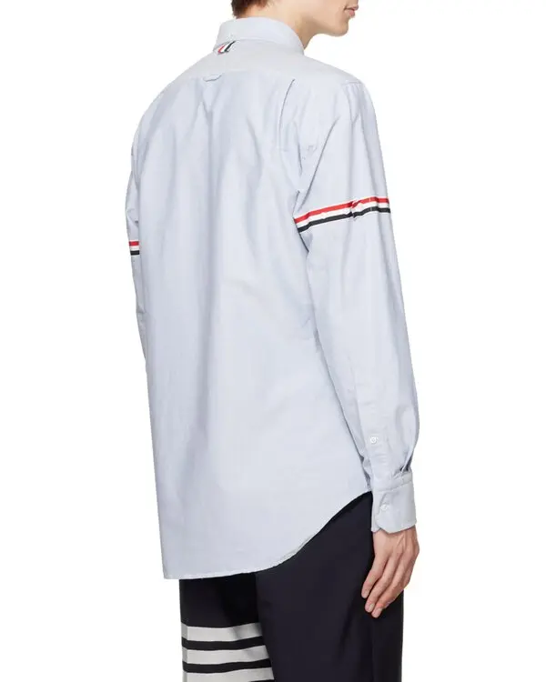 Thom Browne Long-sleeved Striped Detail Shirt - Light Blue