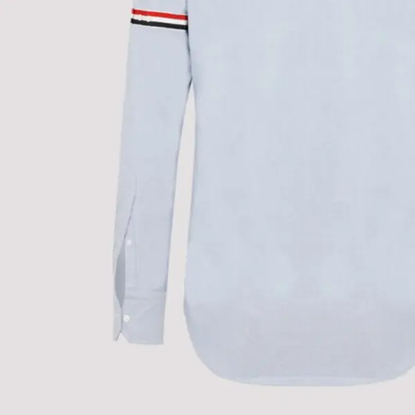 Thom Browne Long-sleeved Striped Detail Shirt - Light Blue