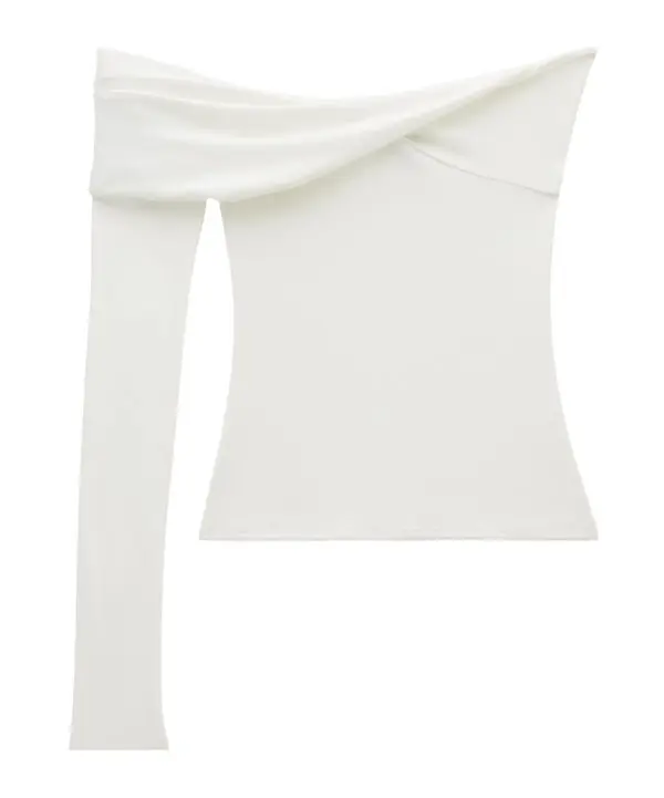 COURREGES Asymmetrical Crepe Top With Twist Detail - White