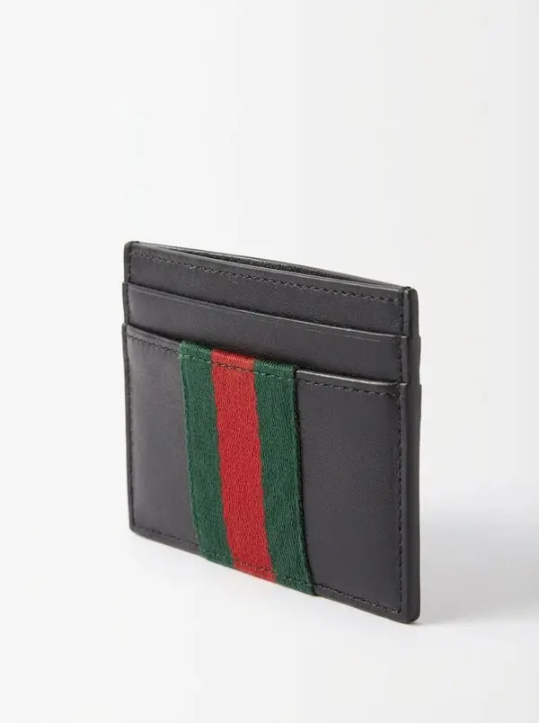 Gucci Web Trademark Card Case - Black