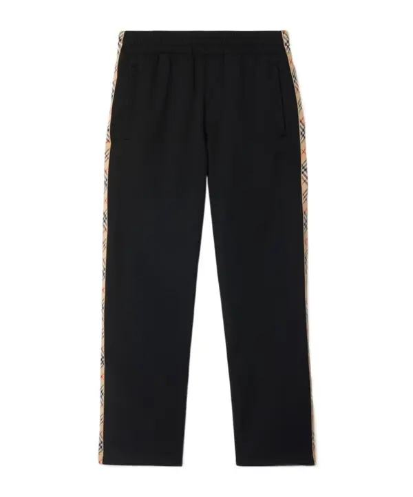 Burberry Check Trim Straight-leg Track Pants - Black