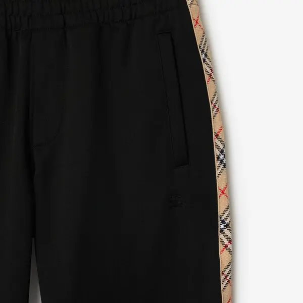 Burberry Check Trim Straight-leg Track Pants - Black