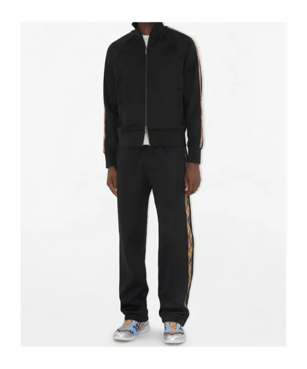 Burberry Check Trim Straight-leg Track Pants - Black
