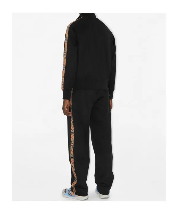 Burberry Check Trim Straight-leg Track Pants - Black