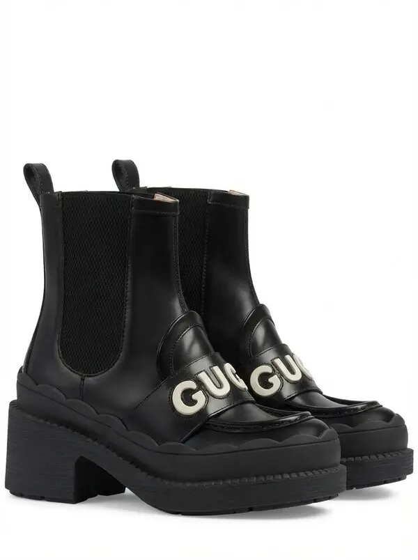 Gucci 60mm Logo-lettering Leather Boots