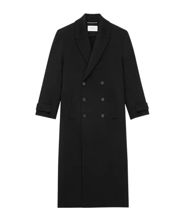 Saint Laurent Double-breasted Long Coat - Deep Black