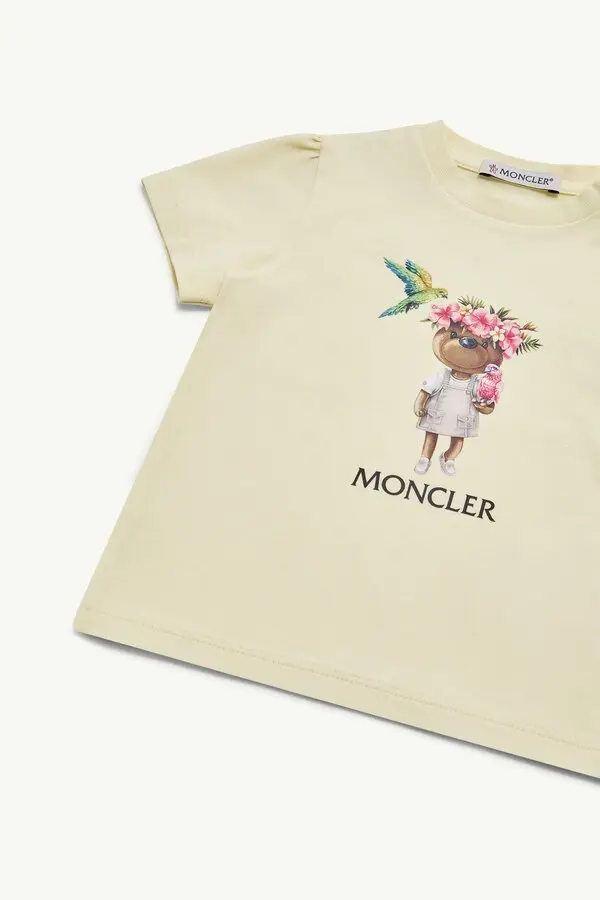Moncler Enfantes Floral Logo Print T-shirt