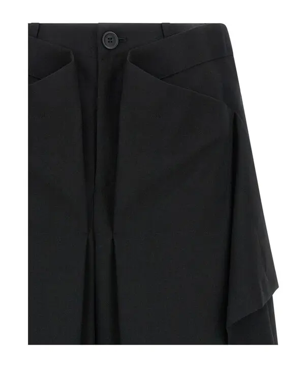 Issey Miyake Draped Wool Wide-leg Trousers