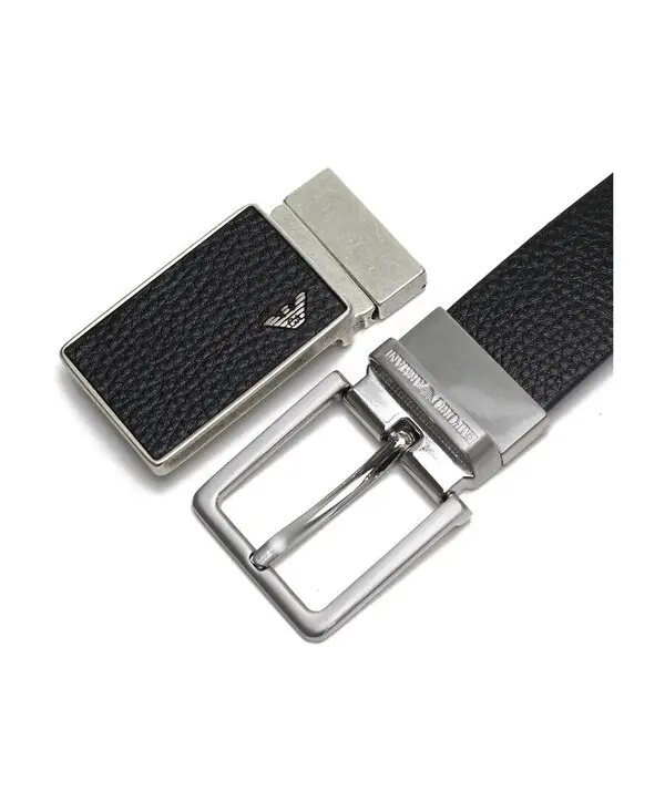 Emporio Armani Reversible Logo Buckle Belt - Black
