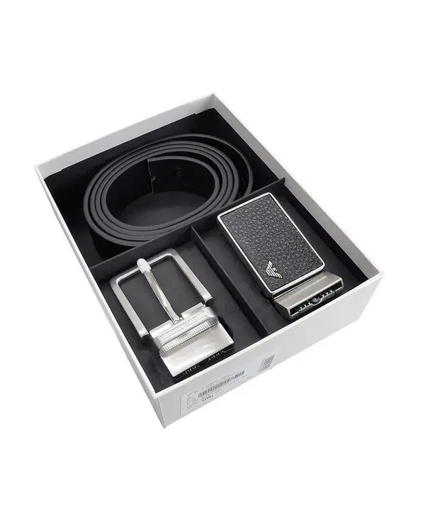 Emporio Armani Reversible Logo Buckle Belt - Black