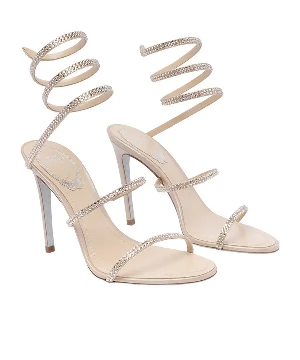 Rene Caovilla Embellished Stiletto Heeled Sandals - Gray