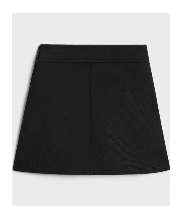 Celine Trapeze Mini Skirt In Double Faced Wool Twill