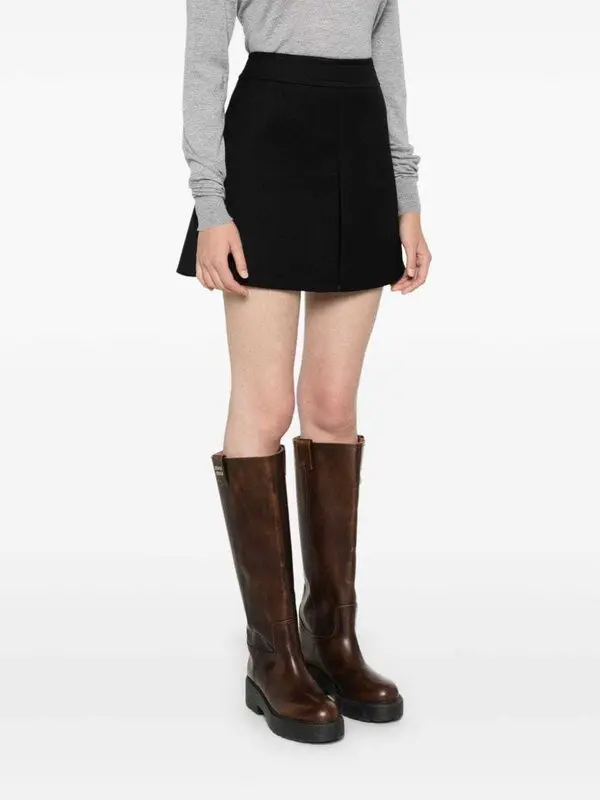 Celine Trapeze Mini Skirt In Double Faced Wool Twill