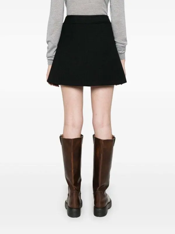 Celine Trapeze Mini Skirt In Double Faced Wool Twill