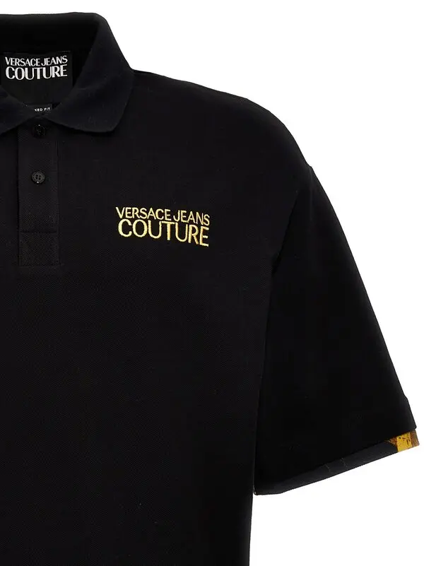 Versace Logo-embroidered Short-sleeved Polo Shirt