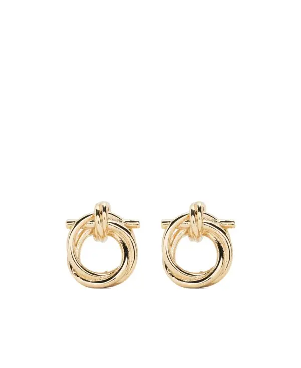 FERRAGAMO Twisted Gancini Earrings - Golden