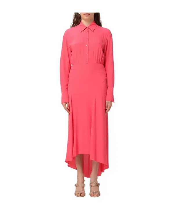 Patrizia Pepe Button Up Asymmetric Maxi Dress - Orange