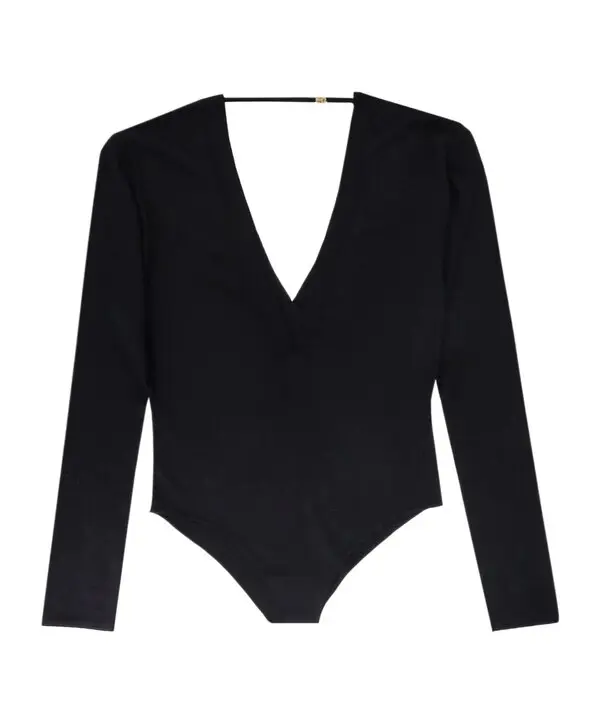 Saint Laurent V-neck Long-sleeved Top With Logo Buckle