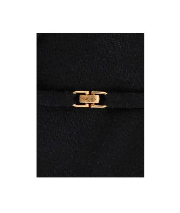 Saint Laurent V-neck Long-sleeved Top With Logo Buckle