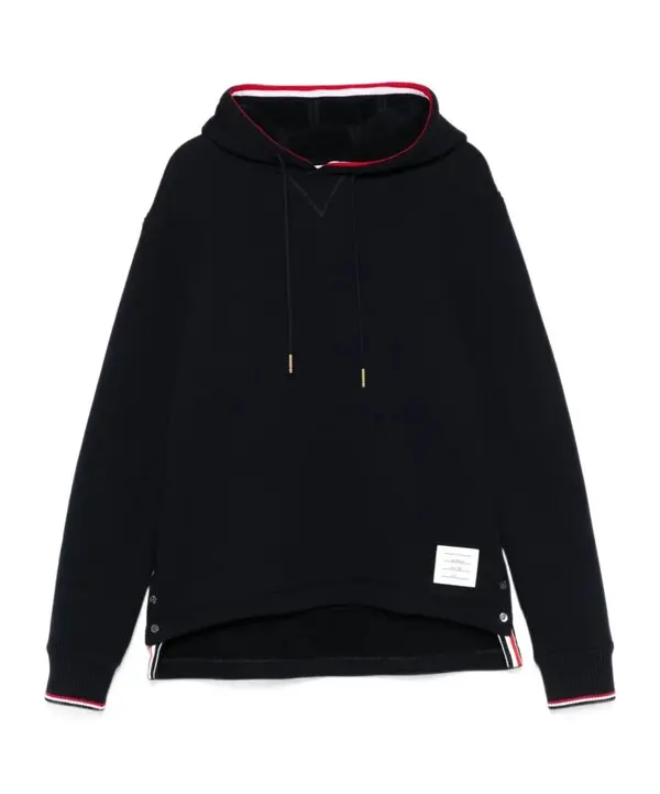 Thom Browne Rwb-stripe Drawstring Hoodie - Navy Blue