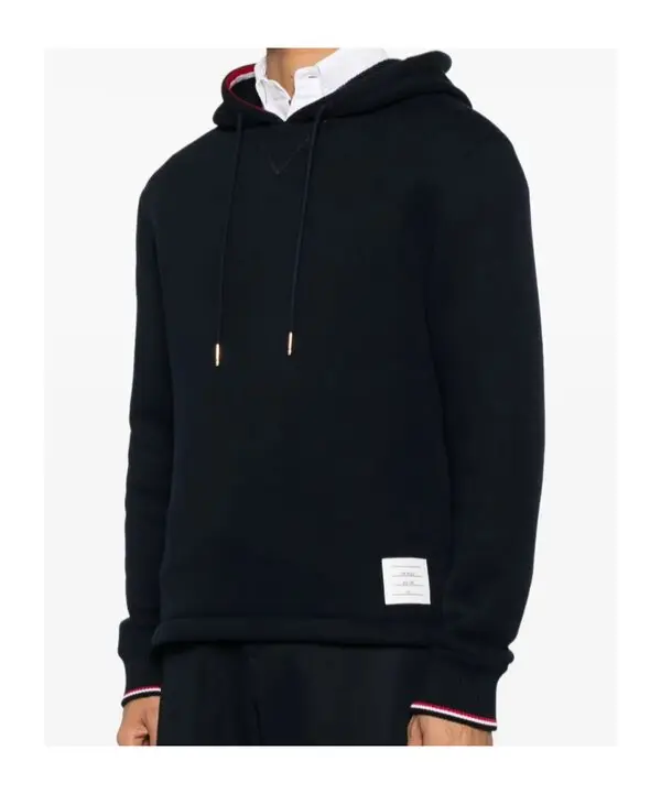 Thom Browne Rwb-stripe Drawstring Hoodie - Navy Blue
