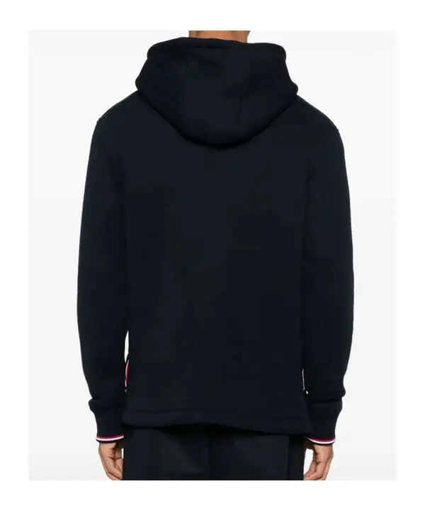Thom Browne Rwb-stripe Drawstring Hoodie - Navy Blue