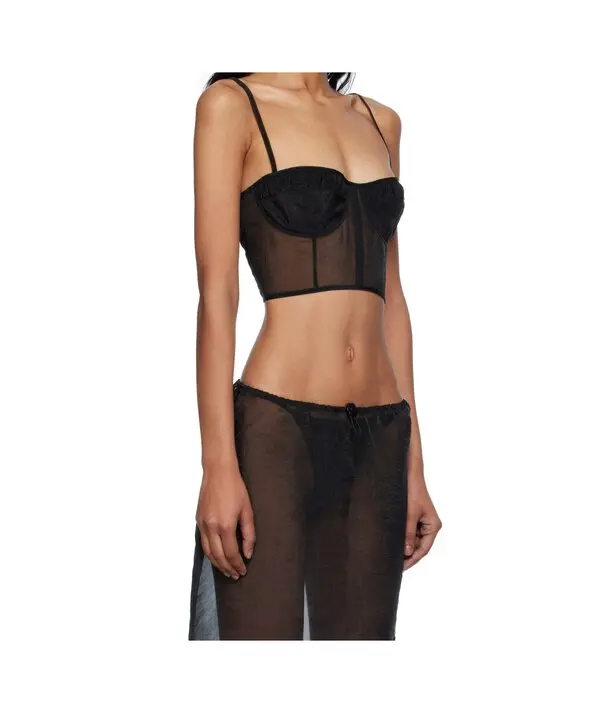 Cecilie Bahnsen Sweetheart Neckline Ruched Cropped Top