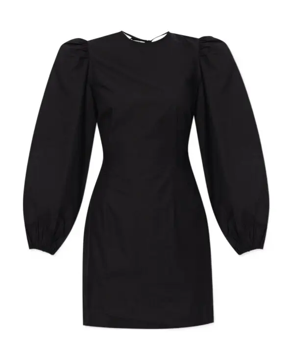 GANNI Puff Sleeve Open Back Mini Dress