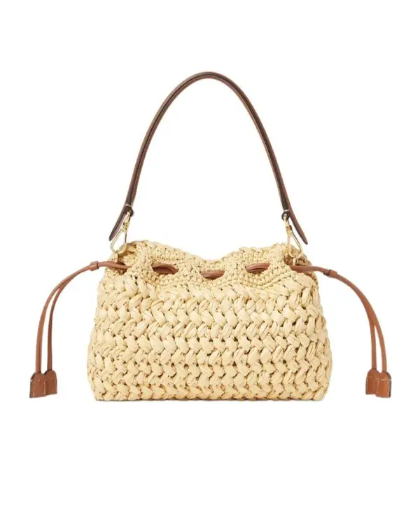 Fendi Raffia Crochet Mamma Baguette Bag - Light Brown